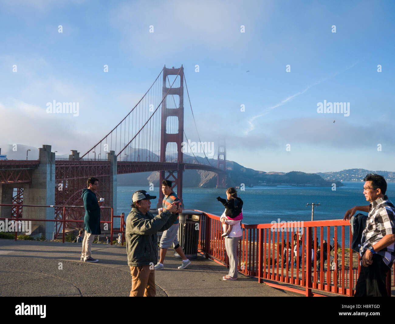 Tourist attraction, The Golden Gate Bridge spanning the Golden Gate ...