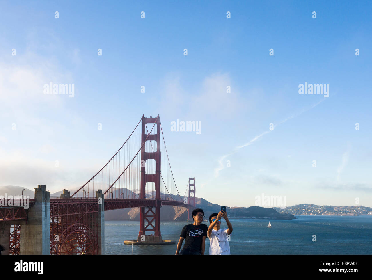 Tourist attraction, The Golden Gate Bridge spanning the Golden Gate ...
