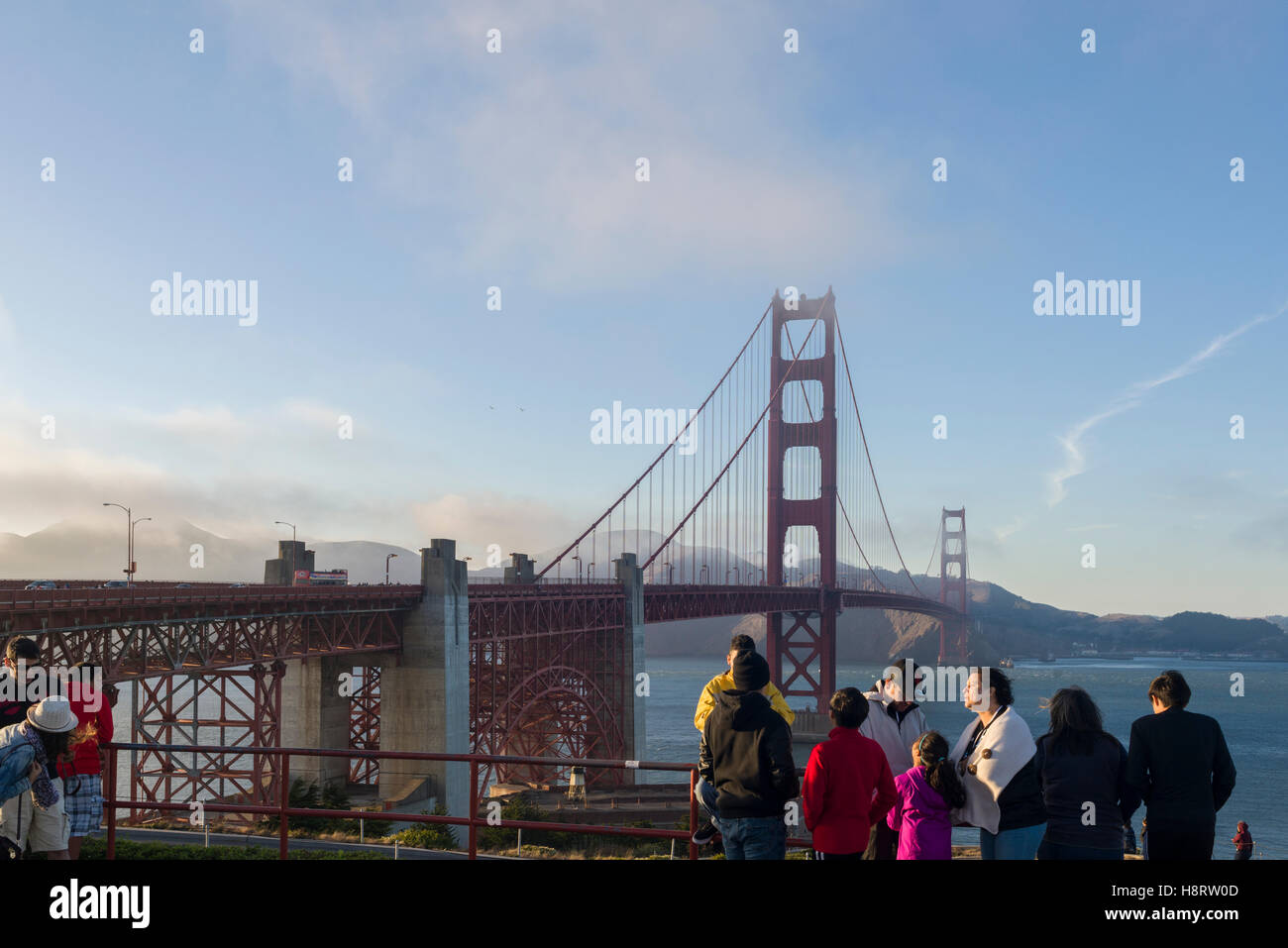 Tourist attraction, The Golden Gate Bridge spanning the Golden Gate ...