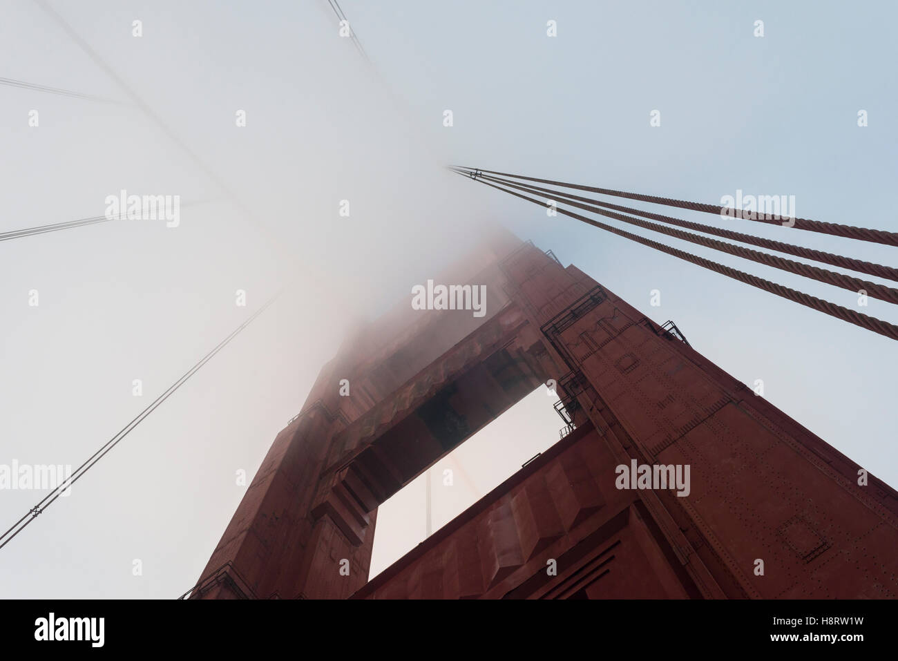 Abstract view of The Golden Gate Bridge spanning the Golden Gate strait ...