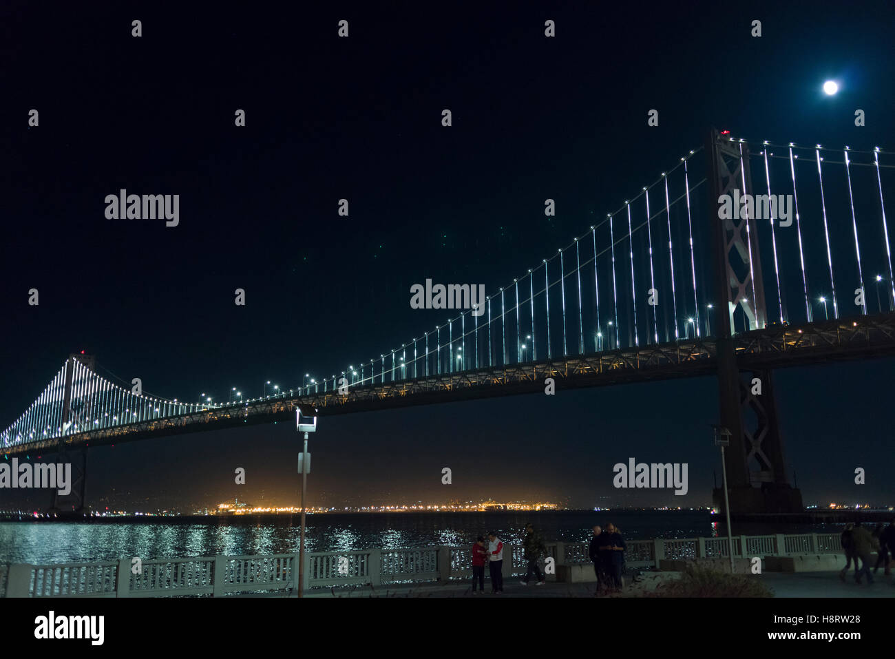 Night view of the San Francisco–Oakland Bay Bridge (known locally as ...