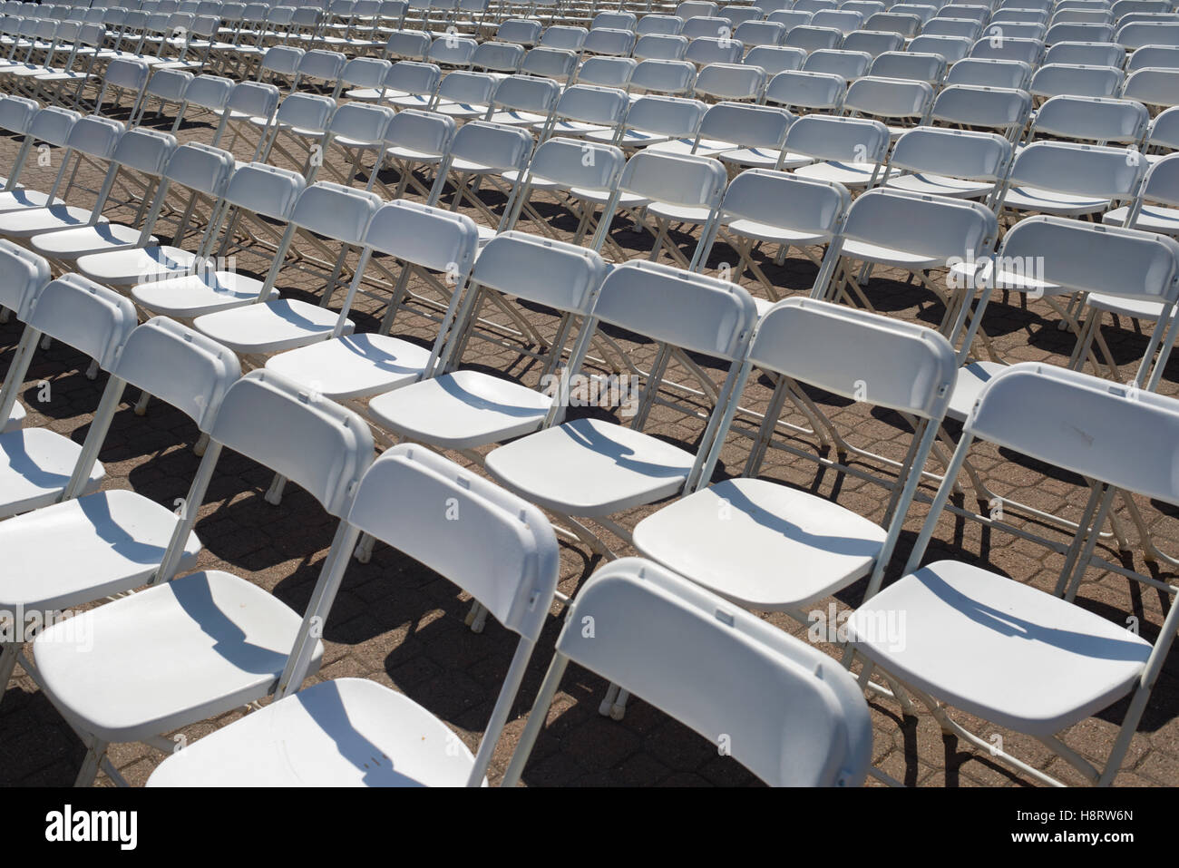 Graphical display of chairs in rows, ready for conference attendee ...