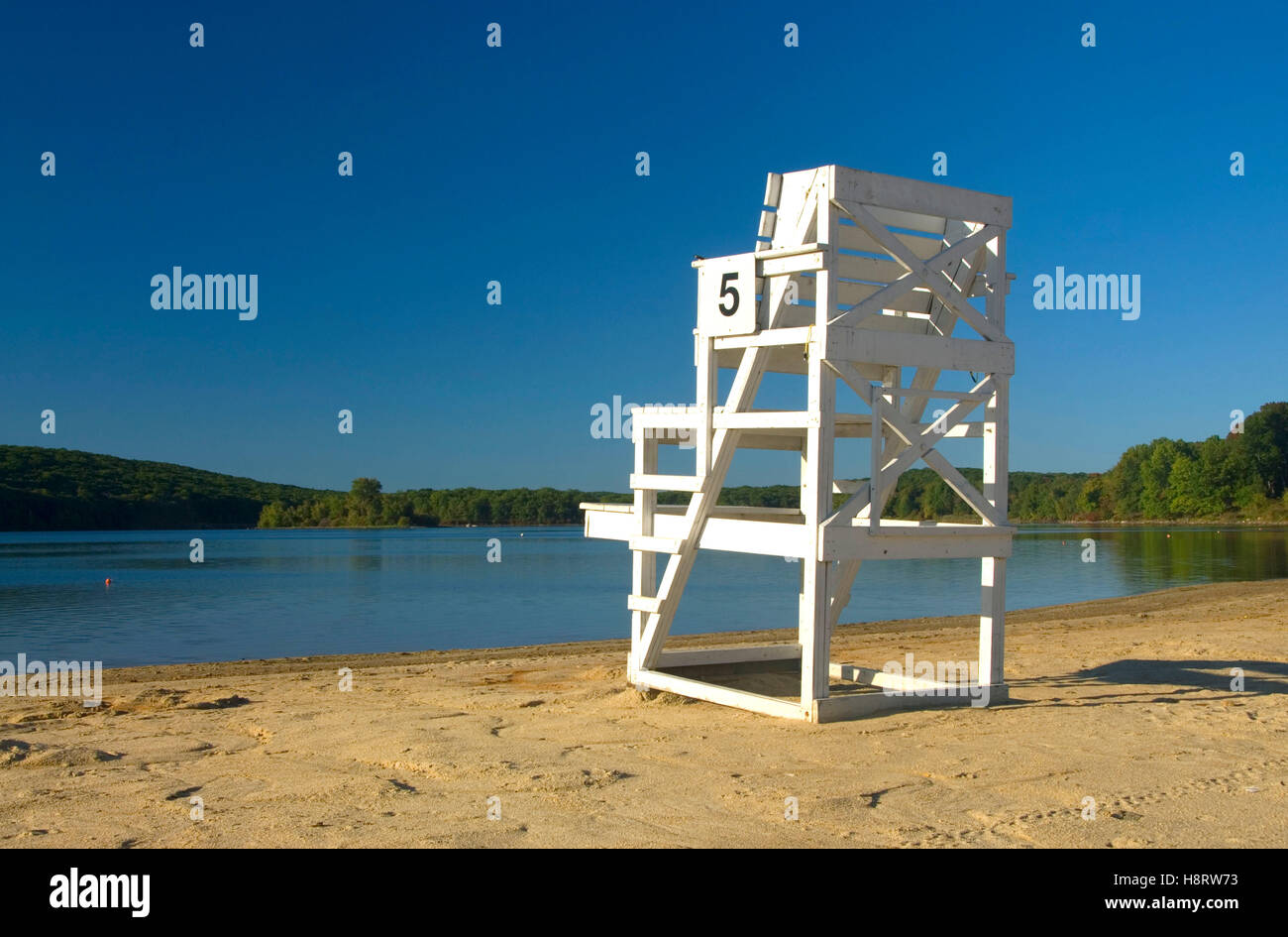 Lifeguard tower at Lake Welch, Harriman State Park, New York Stock ...