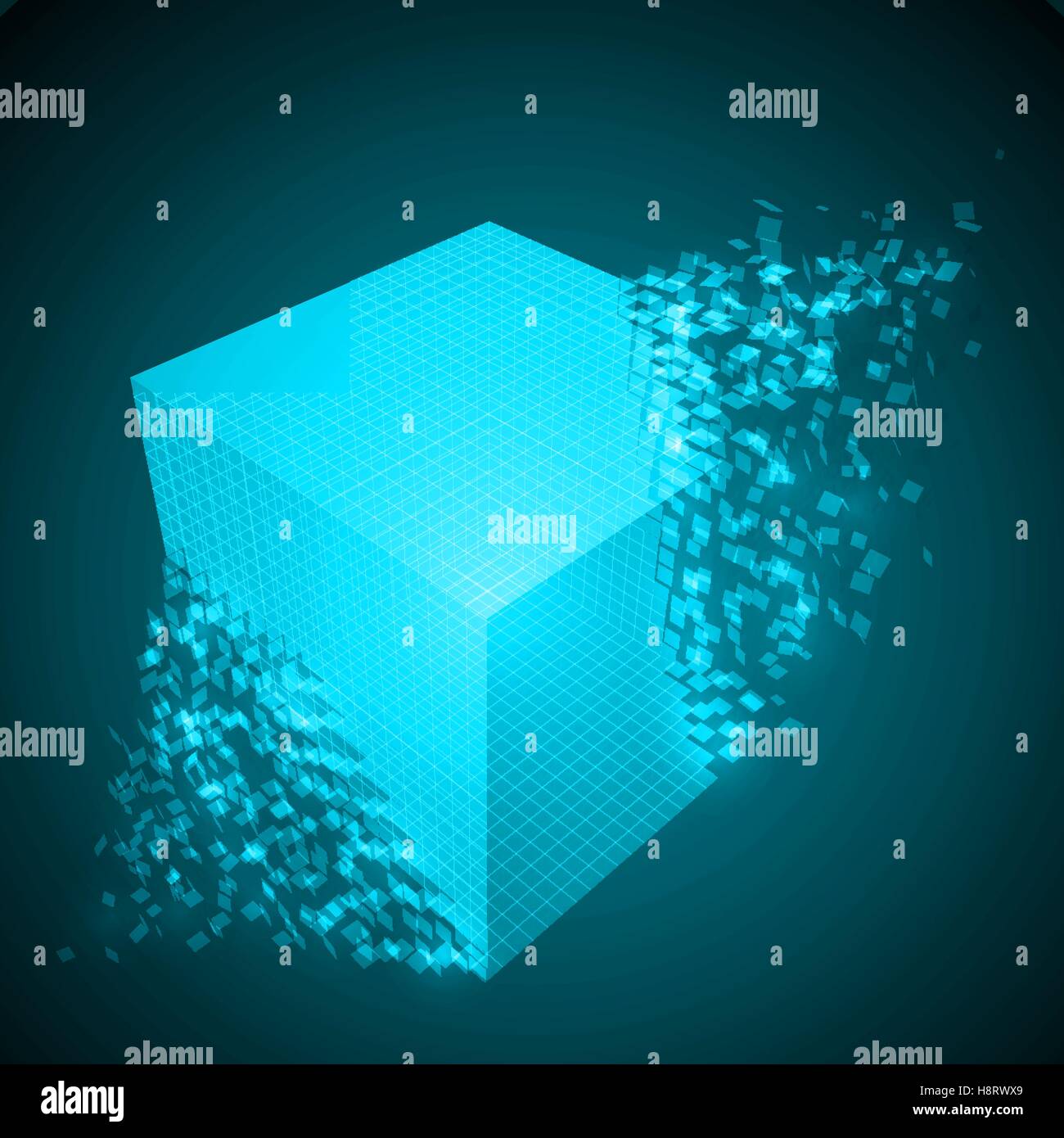 dissolving cube shape. cyan version Stock Vector Image & Art - Alamy