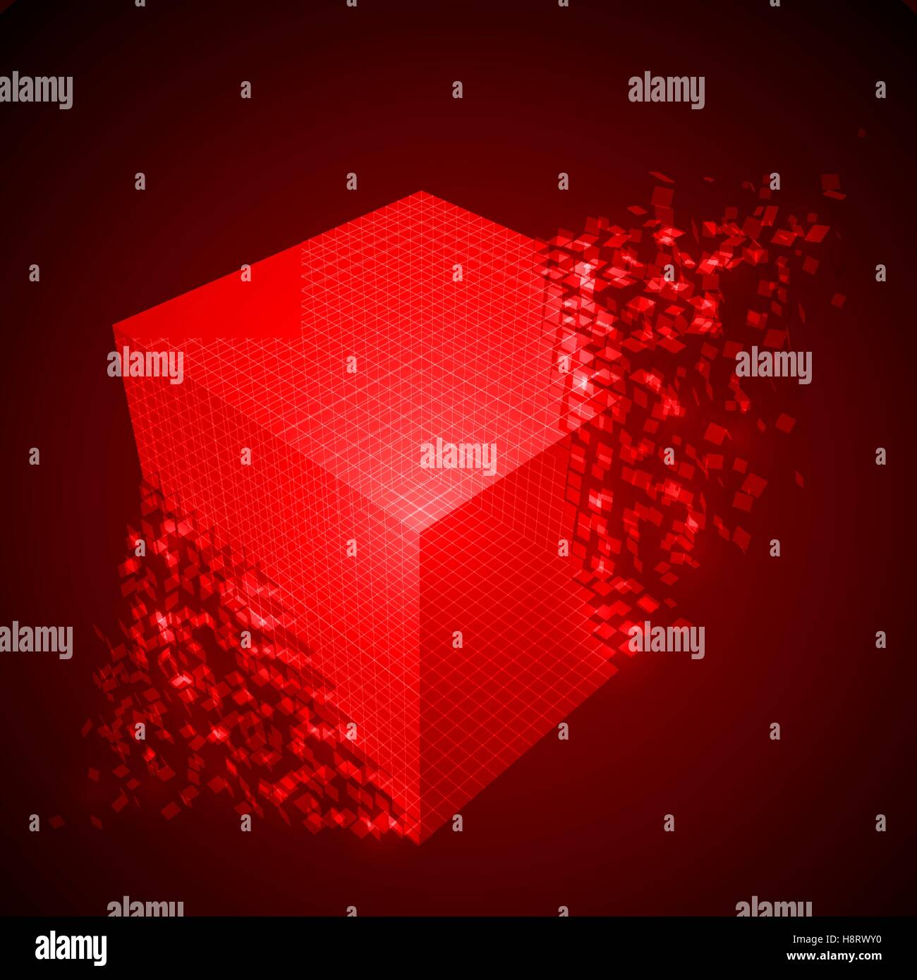 dissolving cube shape. red version Stock Vector Image & Art - Alamy