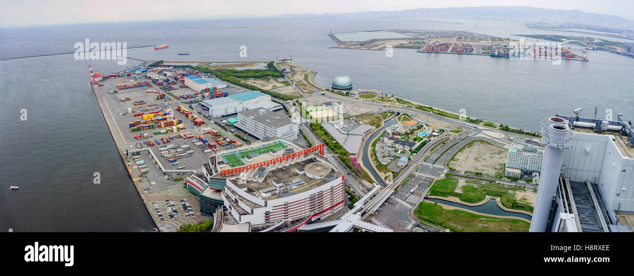 Osaka, APR 29: Beautiful aerial view of Osaka port cityscape from Cosmo ...
