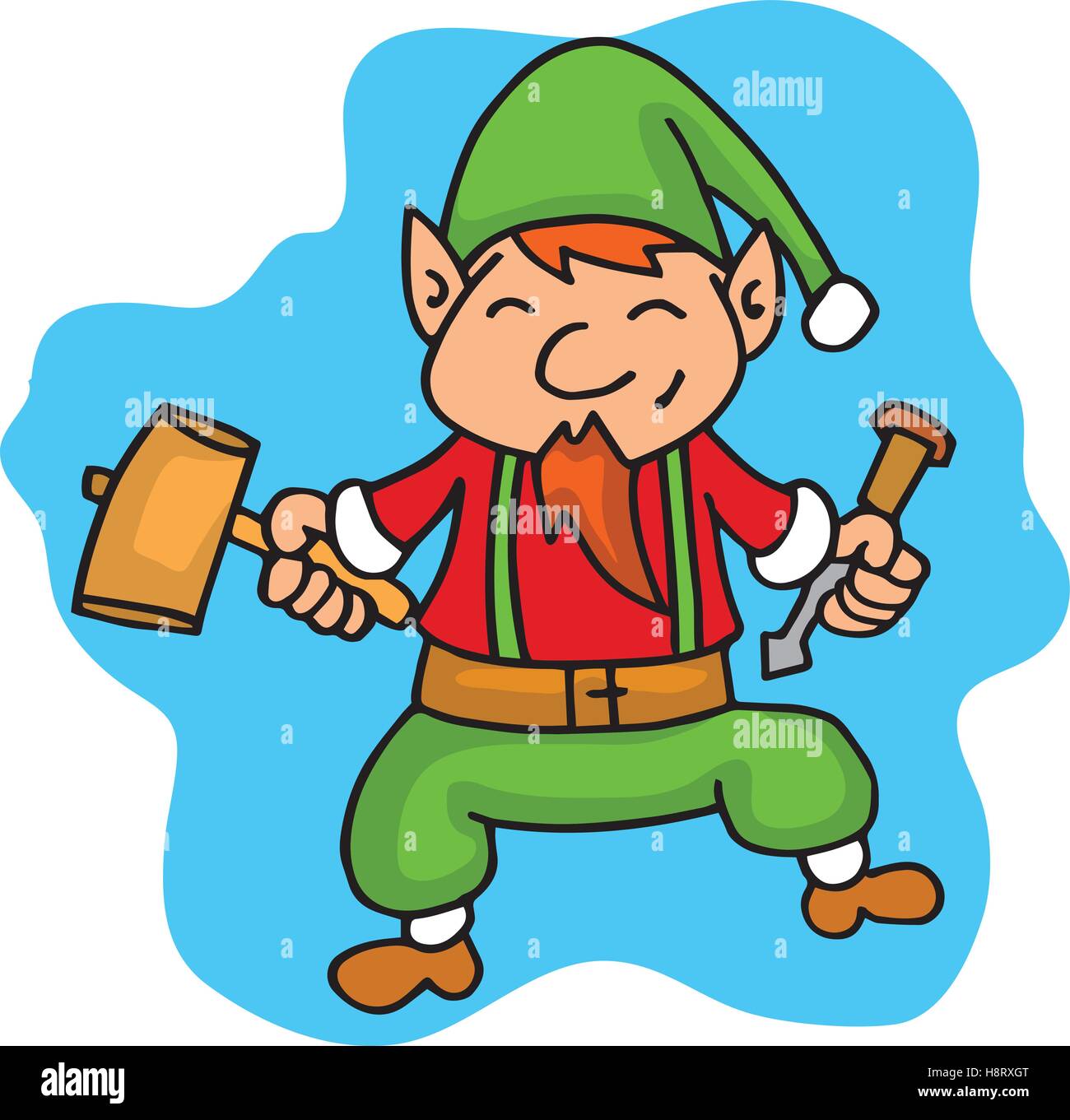 Cartoon elf helper with hammer Christmas Stock Vector Image & Art - Alamy