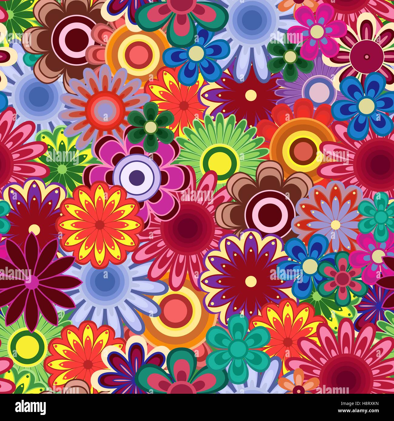 Seamless vector pattern with many bright colourful flowers Stock Vector ...
