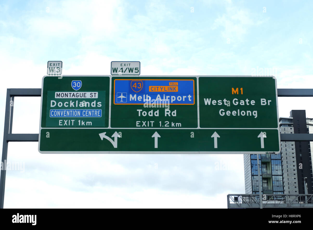 Road sign boards in Melbourne Freeway Victoria Australia Stock Photo ...