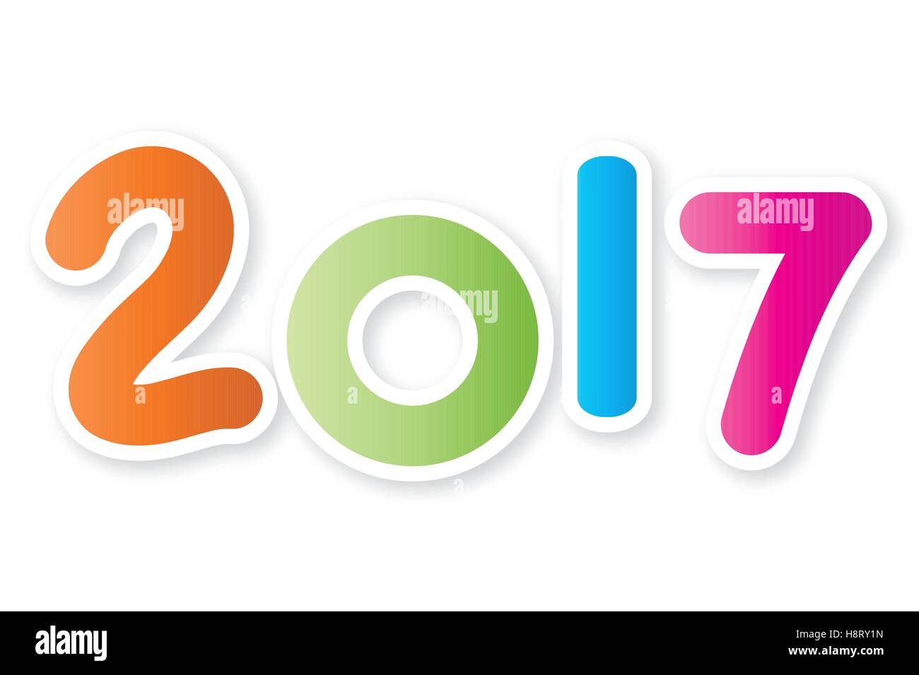 2017 New Year symbol colorful isolated on white background, vector eps ...