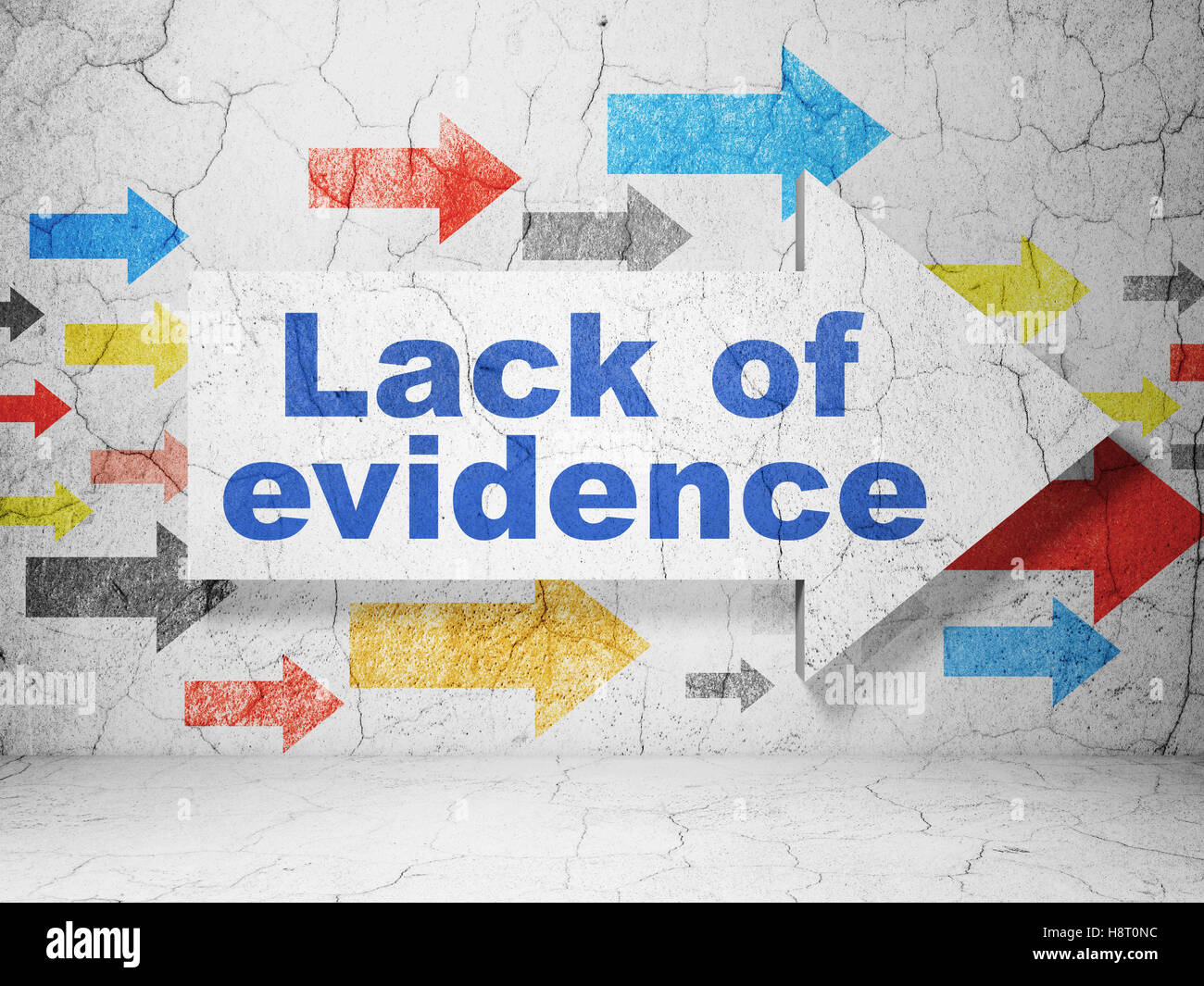 Law concept: arrow with Lack Of Evidence on grunge wall background ...