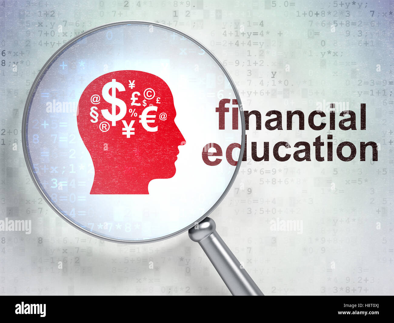 Learning concept: Head With Finance Symbol and Financial Education with ...