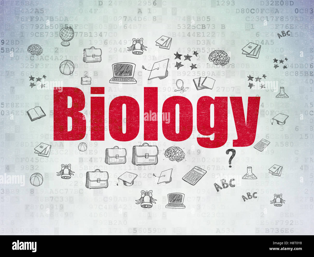 Learning concept: Biology on Digital Data Paper background Stock Photo ...