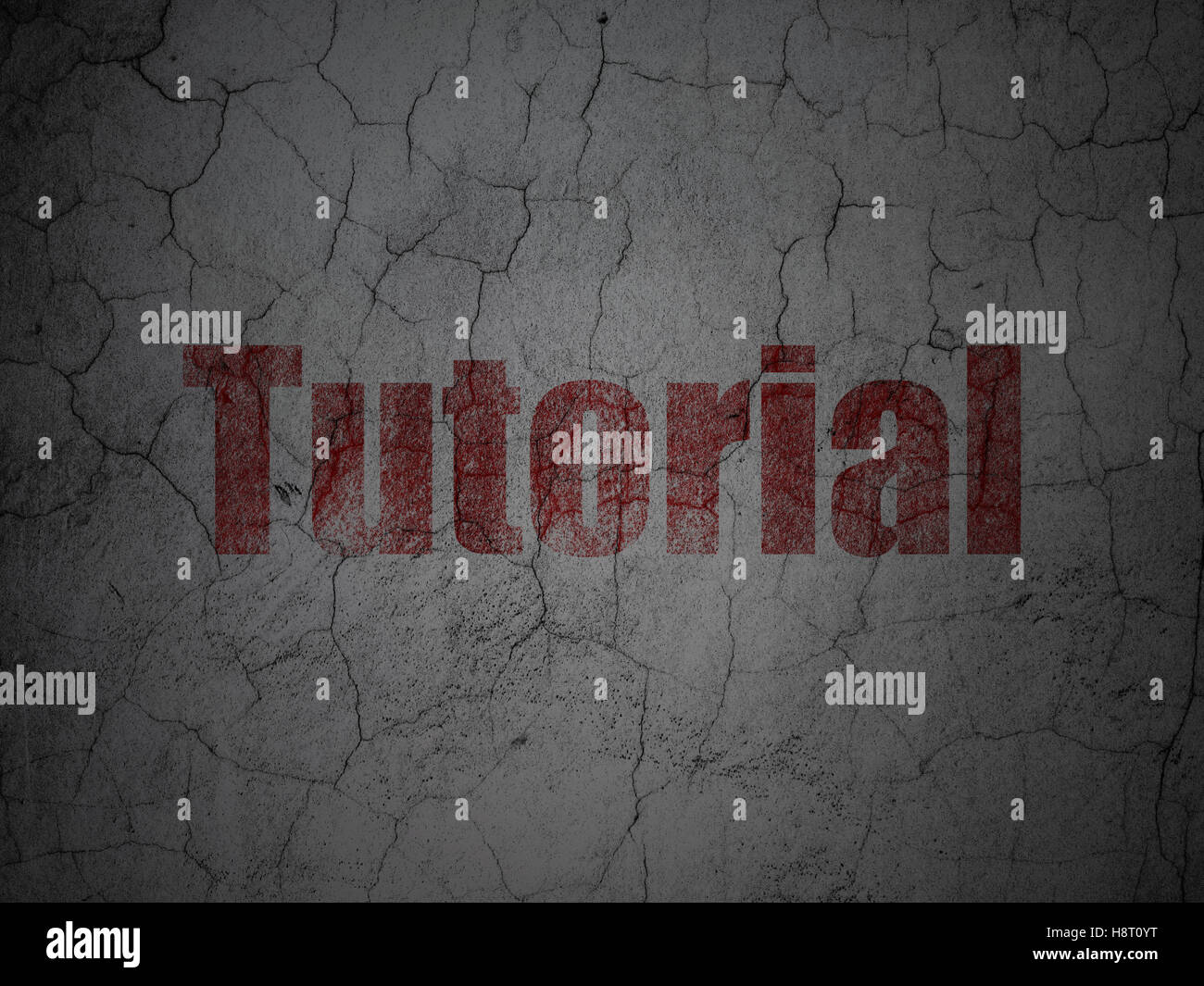 Studying concept: Tutorial on grunge wall background Stock Photo - Alamy