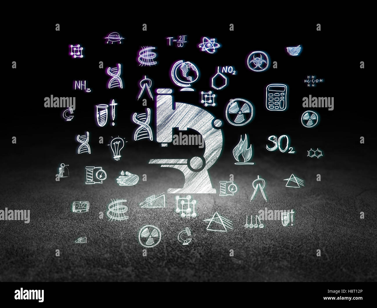 Science concept: Microscope in grunge dark room Stock Photo - Alamy