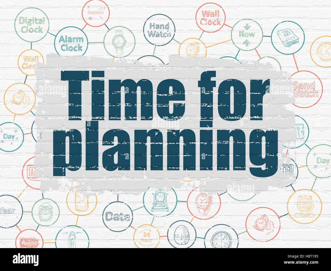 Timeline concept: Time for Planning on wall background Stock Photo - Alamy