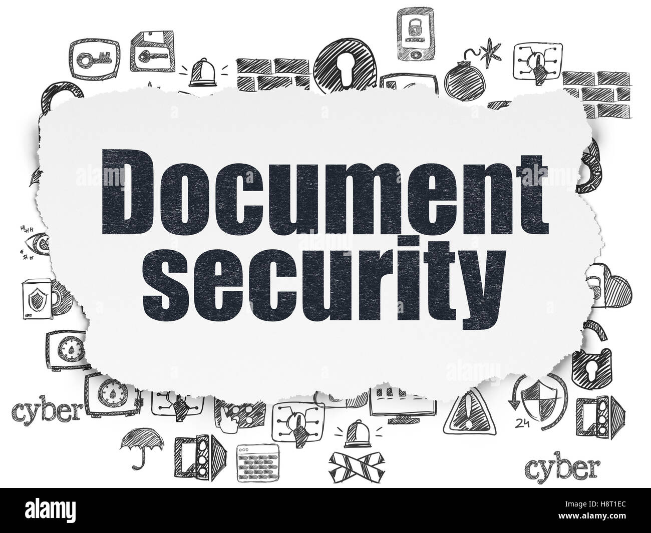 Protection concept: Document Security on Torn Paper background Stock ...