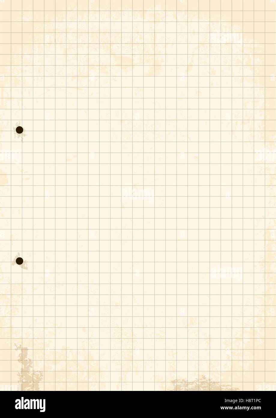 Vector, Illustration of Grunge Grid Paper Sheet with holes Stock Vector ...