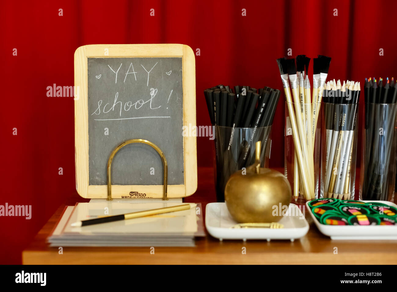 Back to school desk, New York City Stock Photo - Alamy