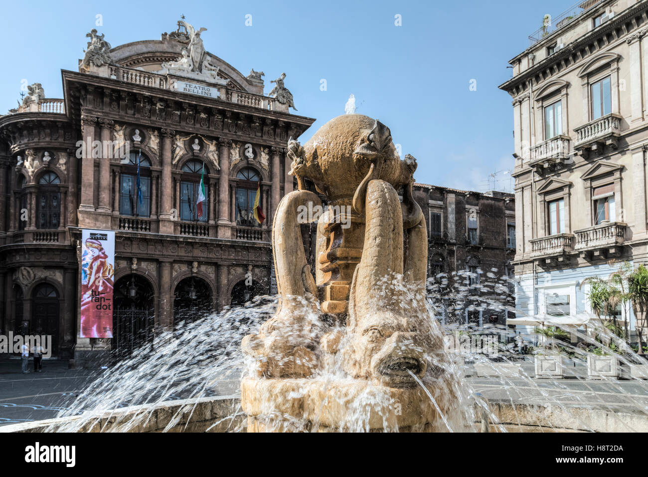 Piazza Bellini, Teatro Bellini, Catania, Sicily, Italy Stock Photo - Alamy
