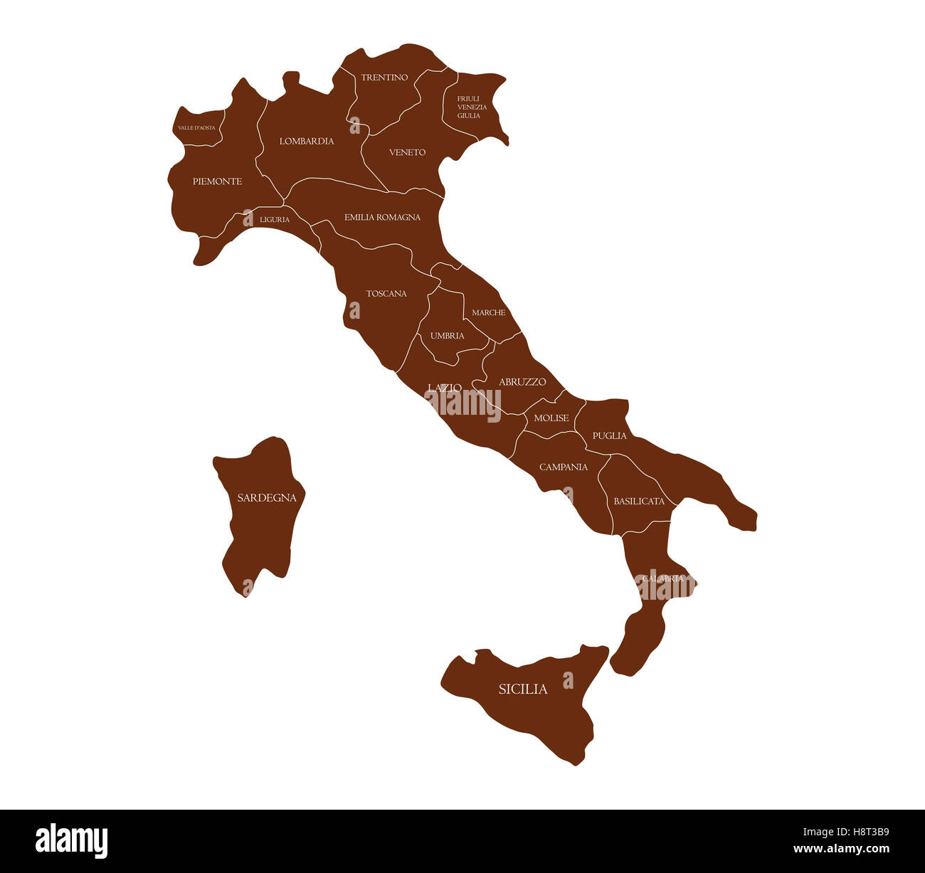 map of Italy with regions Stock Photo - Alamy