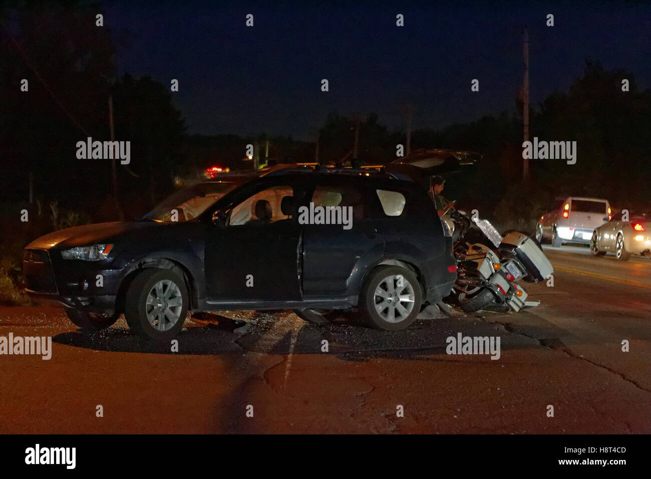 Motorcycle accident on route 125 in Saint-Julienne,Quebec,Canada Stock ...