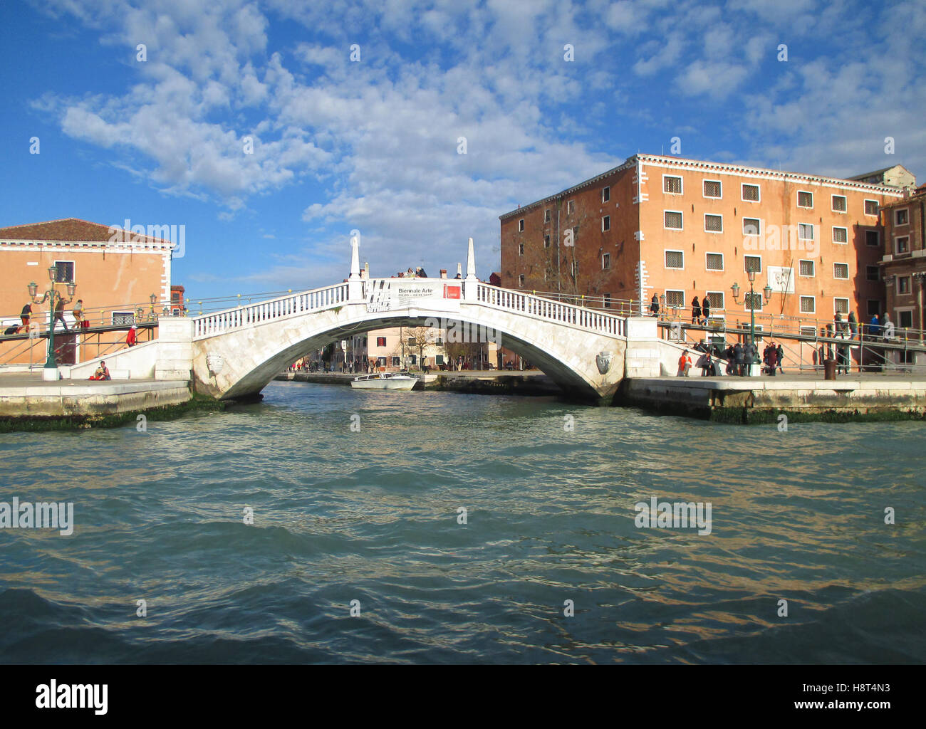 Venetian Style White Stone Bridge over the Grand Canal of Venice, Italy ...