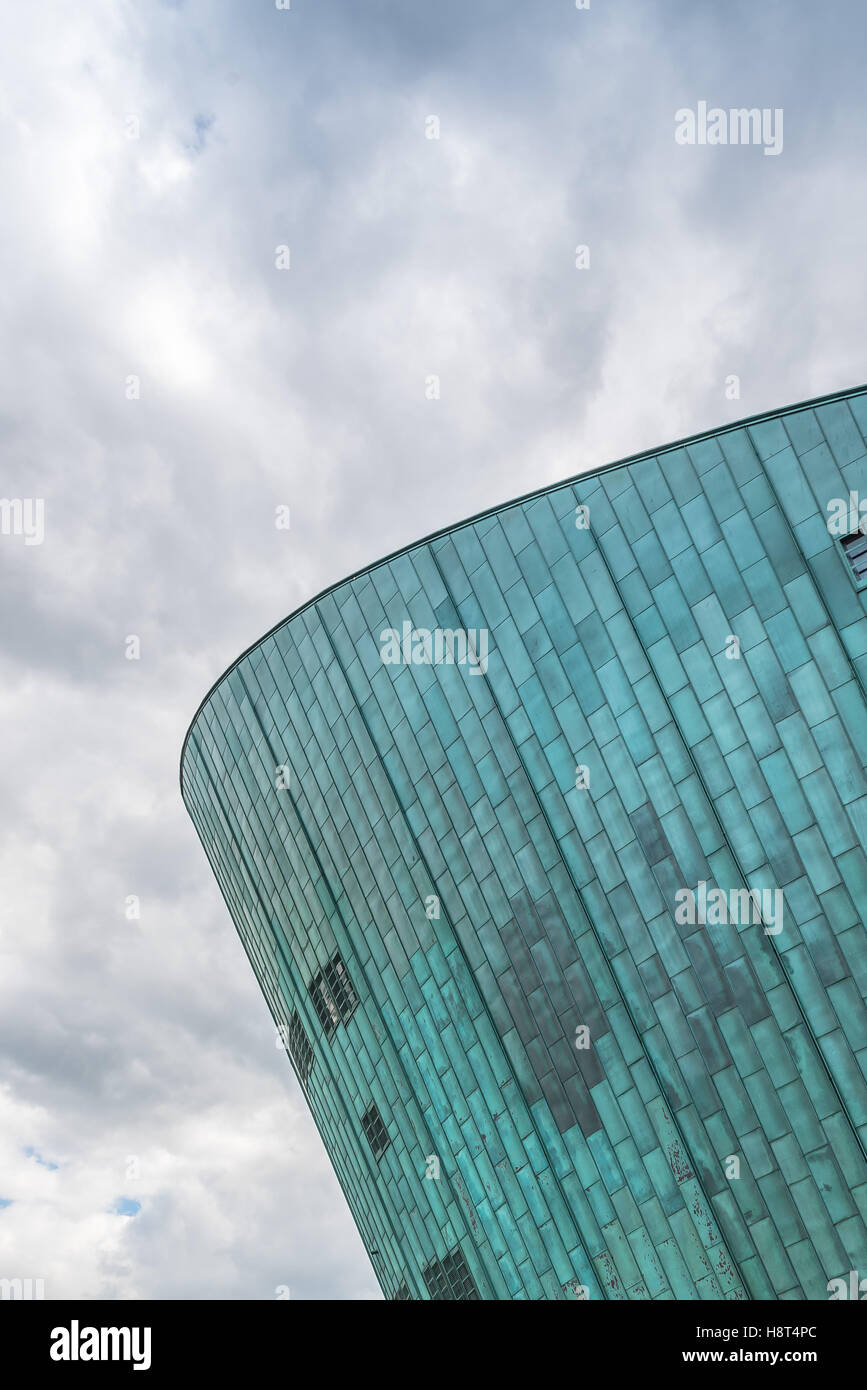 Contemporary architecture in Amsterdam. Nemo Science Museum a cloudy ...