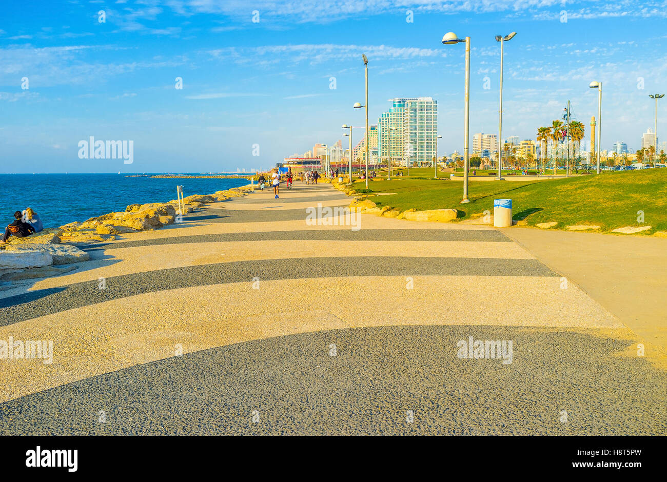 The seaside promenade of the city is the popular place for the walks or ...