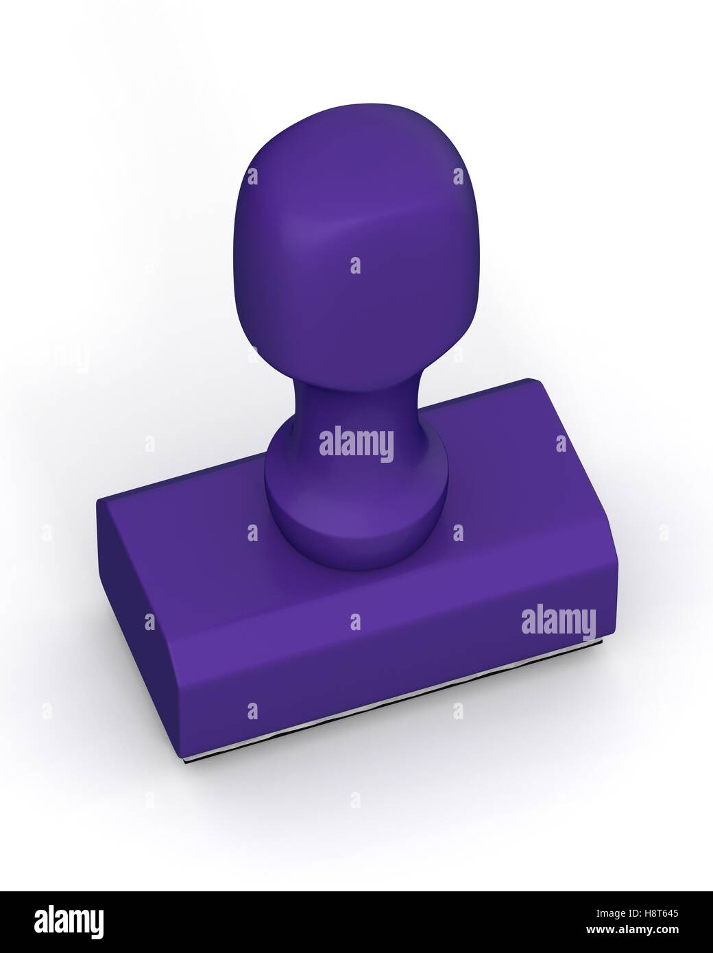 Isolated new purple plastic rubber stamps on white background. Office ...