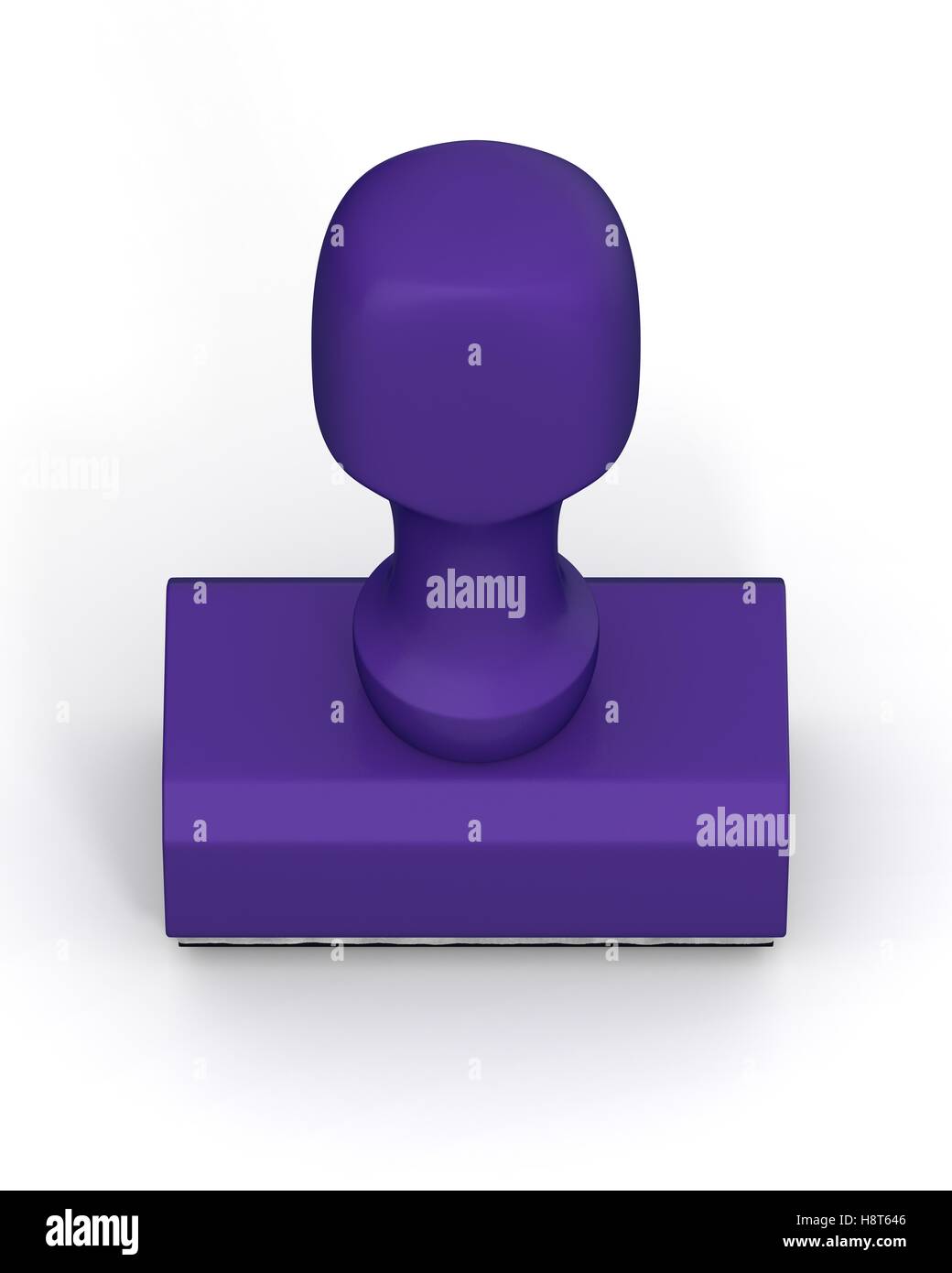Isolated new purple plastic rubber stamps on white background. Office ...
