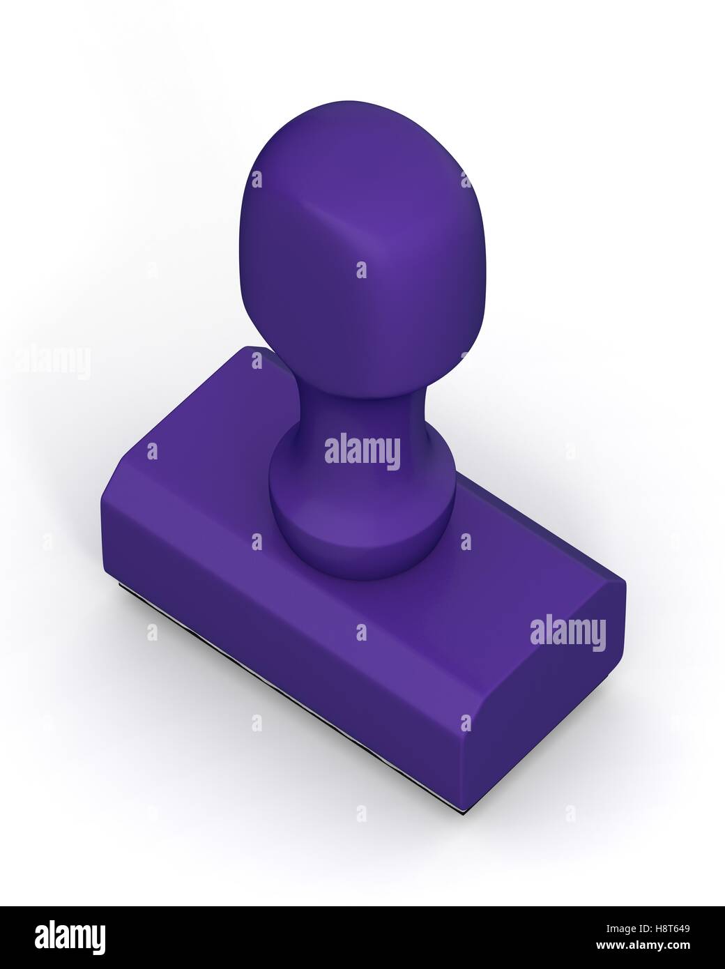 Isolated new purple plastic rubber stamps on white background. Office ...