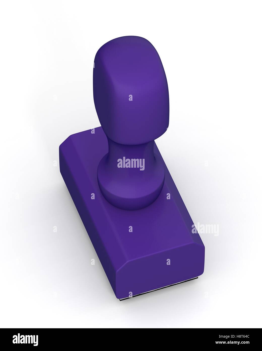 Isolated new purple plastic rubber stamps on white background. Office ...