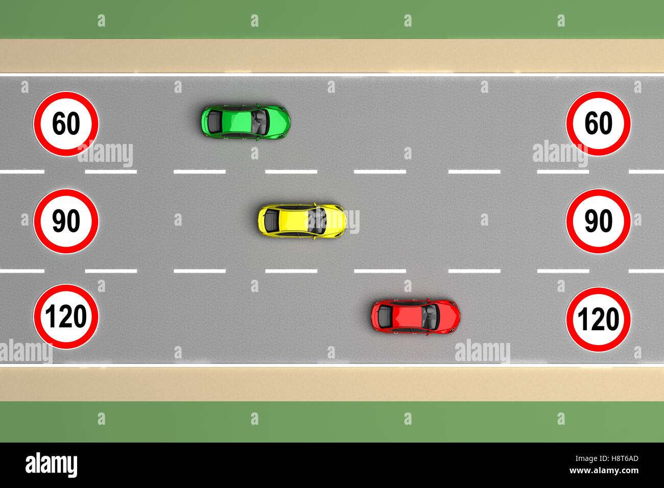 speed limit scheme for the car. 3d rendering Stock Photo - Alamy