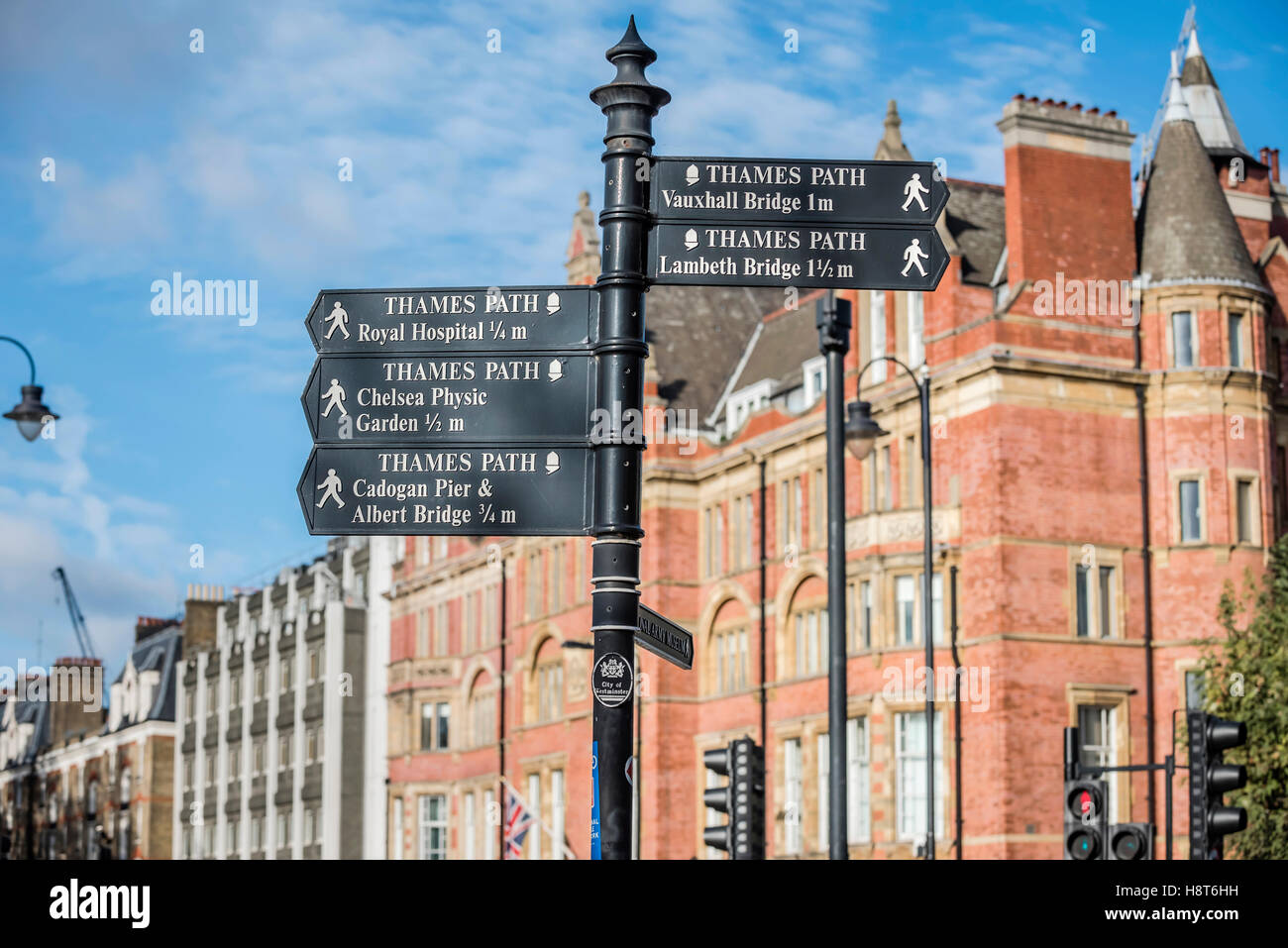 The Lister Hospital, tourist sign post in Chelsea, London Stock Photo ...