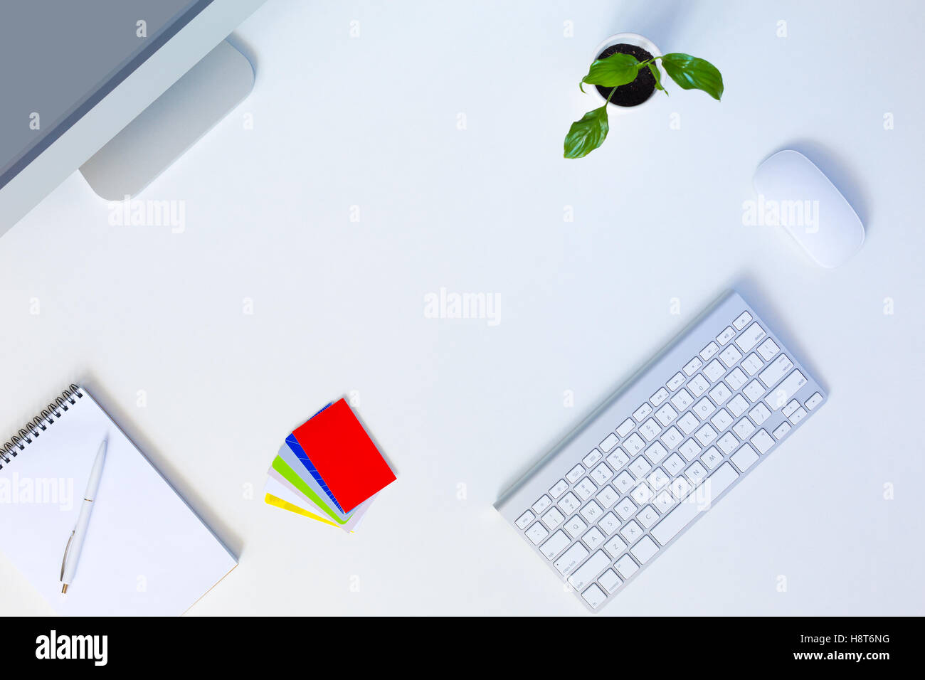 Modern Working Place of Designer on White Office Table Stock Photo - Alamy