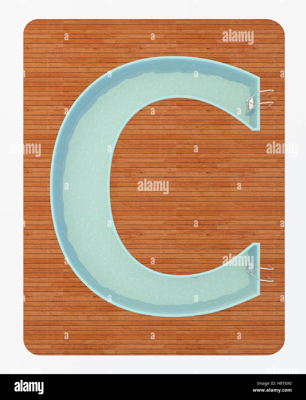 pool in the shape of a letter c. 3d rendering Stock Photo - Alamy