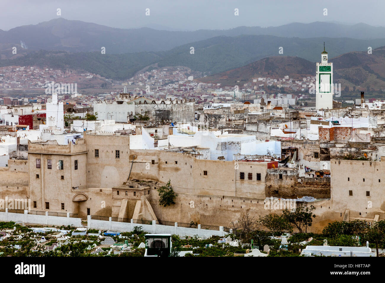 A View Of The Medina Walls and Muslim Cemetery From The Kasbah, Tetouan ...