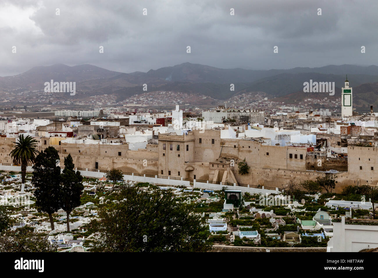 A View Of The Medina Walls and Muslim Cemetery From The Kasbah, Tetouan ...