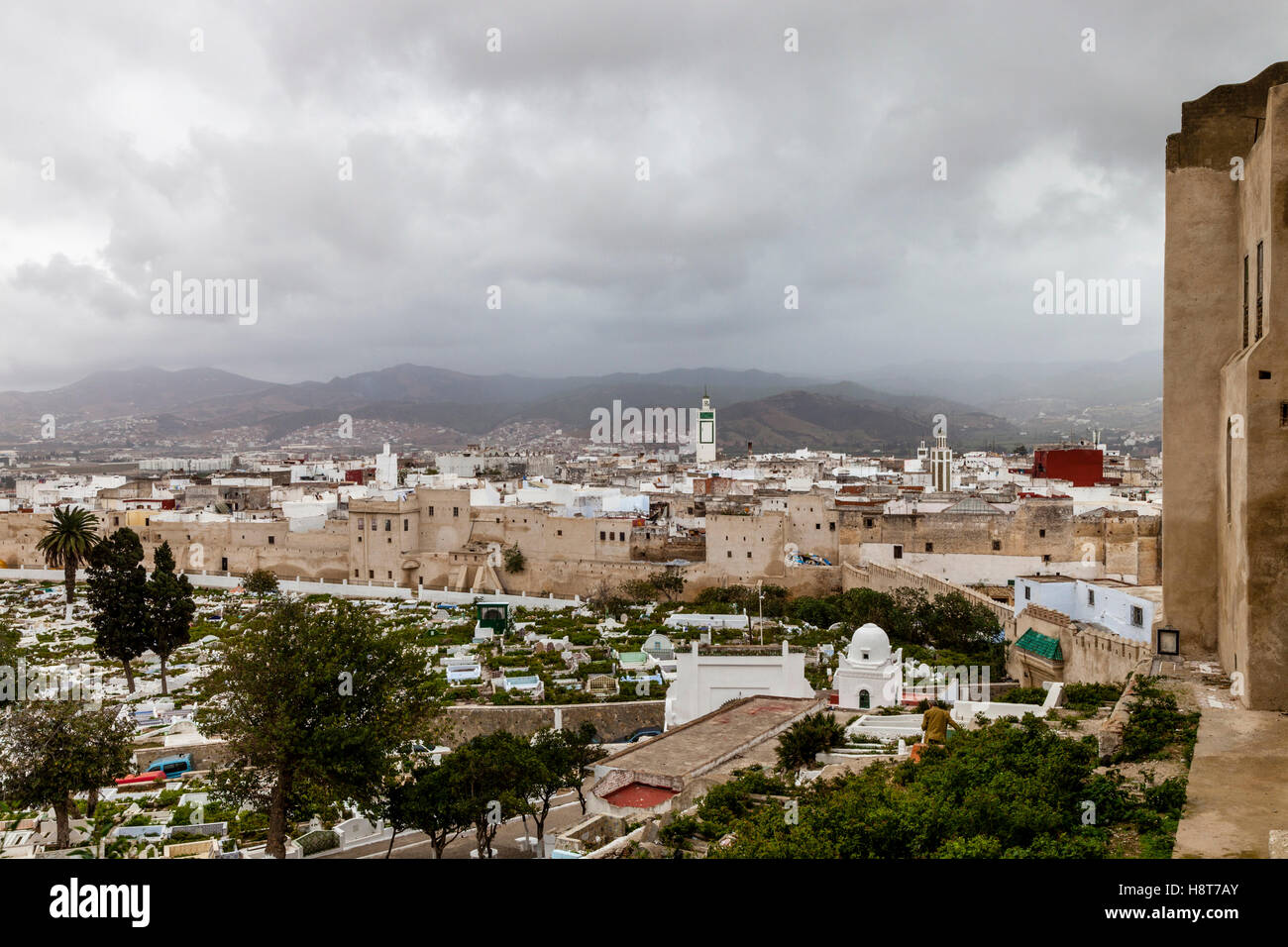 A View Of The Medina Walls and Muslim Cemetery From The Kasbah, Tetouan ...
