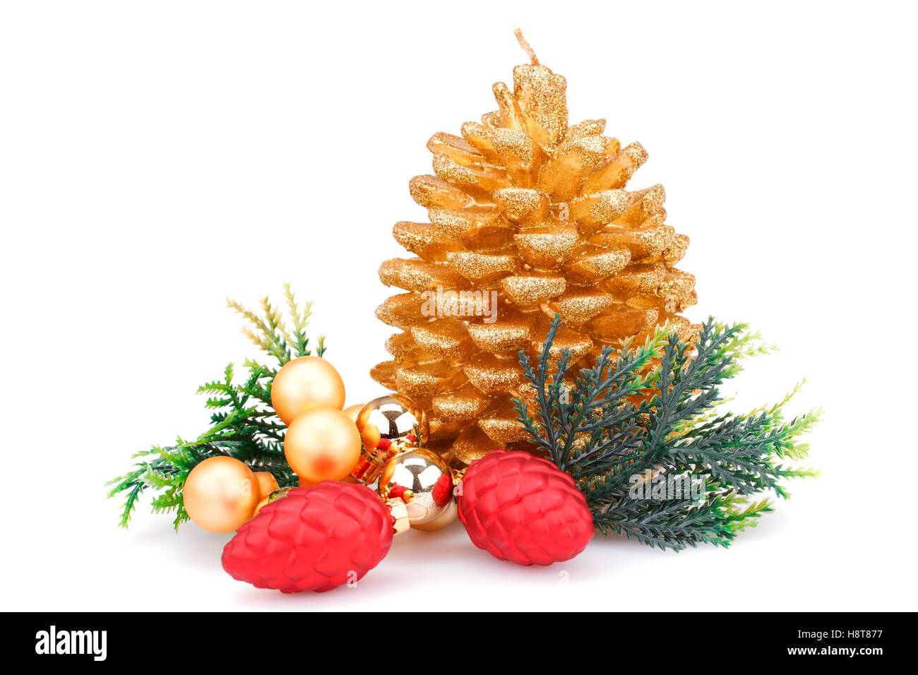 Traditional red balls fir Cut Out Stock Images & Pictures - Alamy