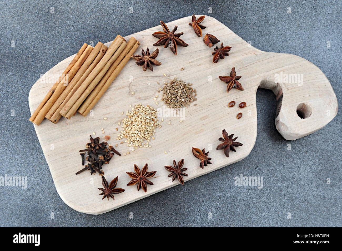 kitchen tables with spices Stock Photo - Alamy