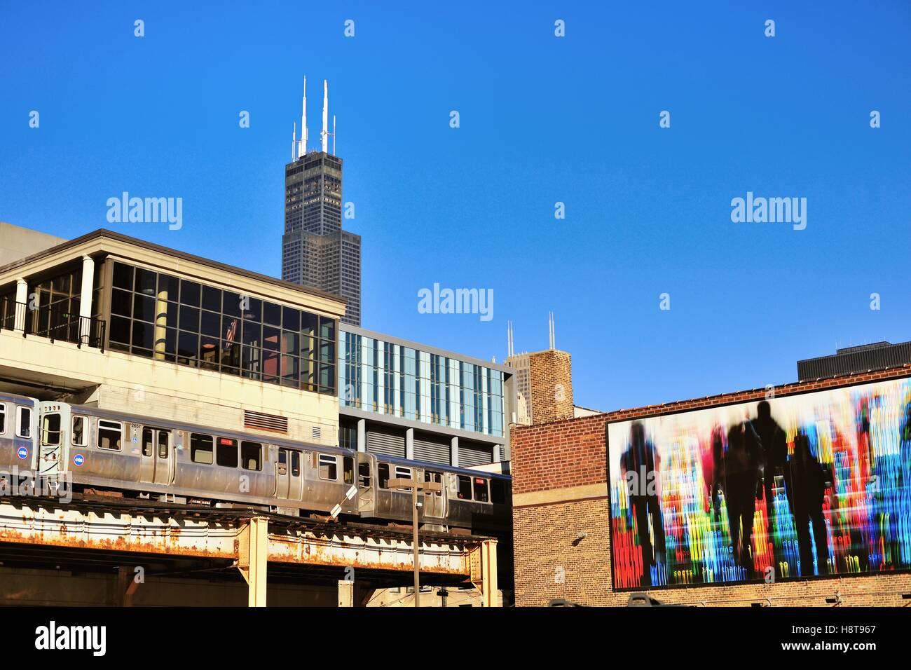 The Willis Tower (formerly Sears Tower) towering over the south Loop ...