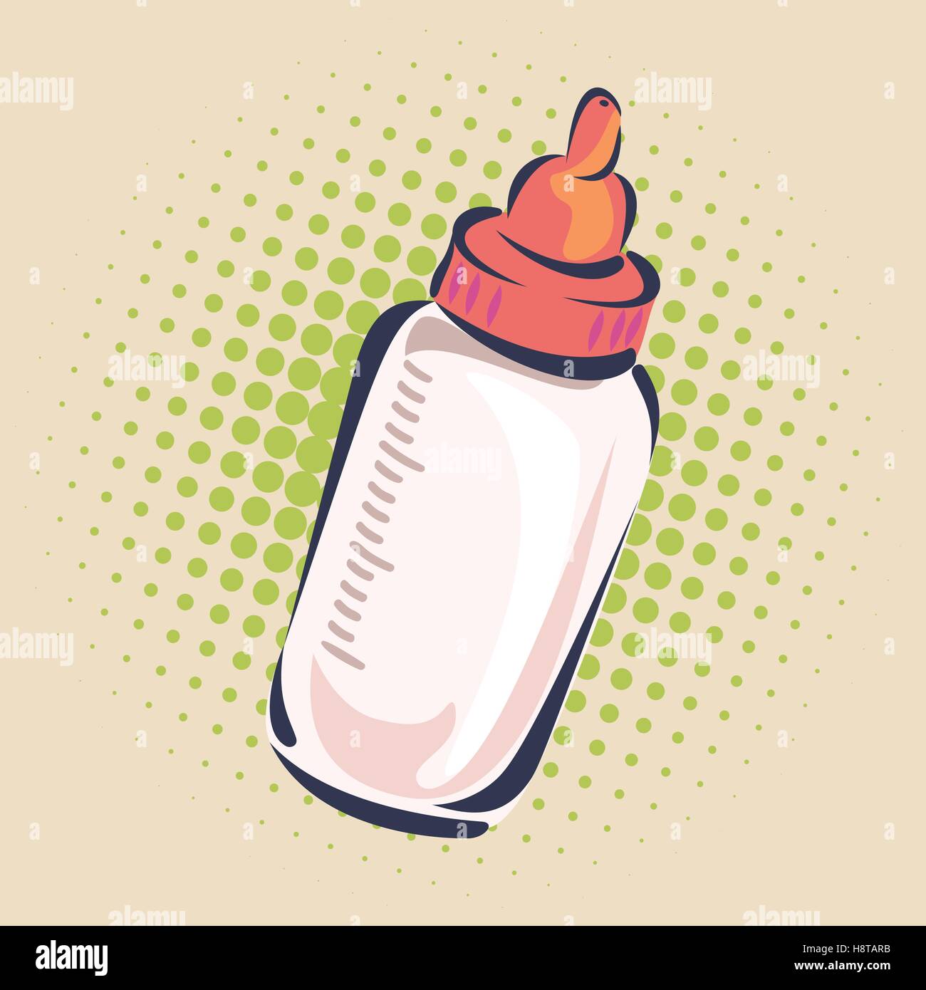 Bottle of infant formula, hand drawn, pop art retro illustration ...