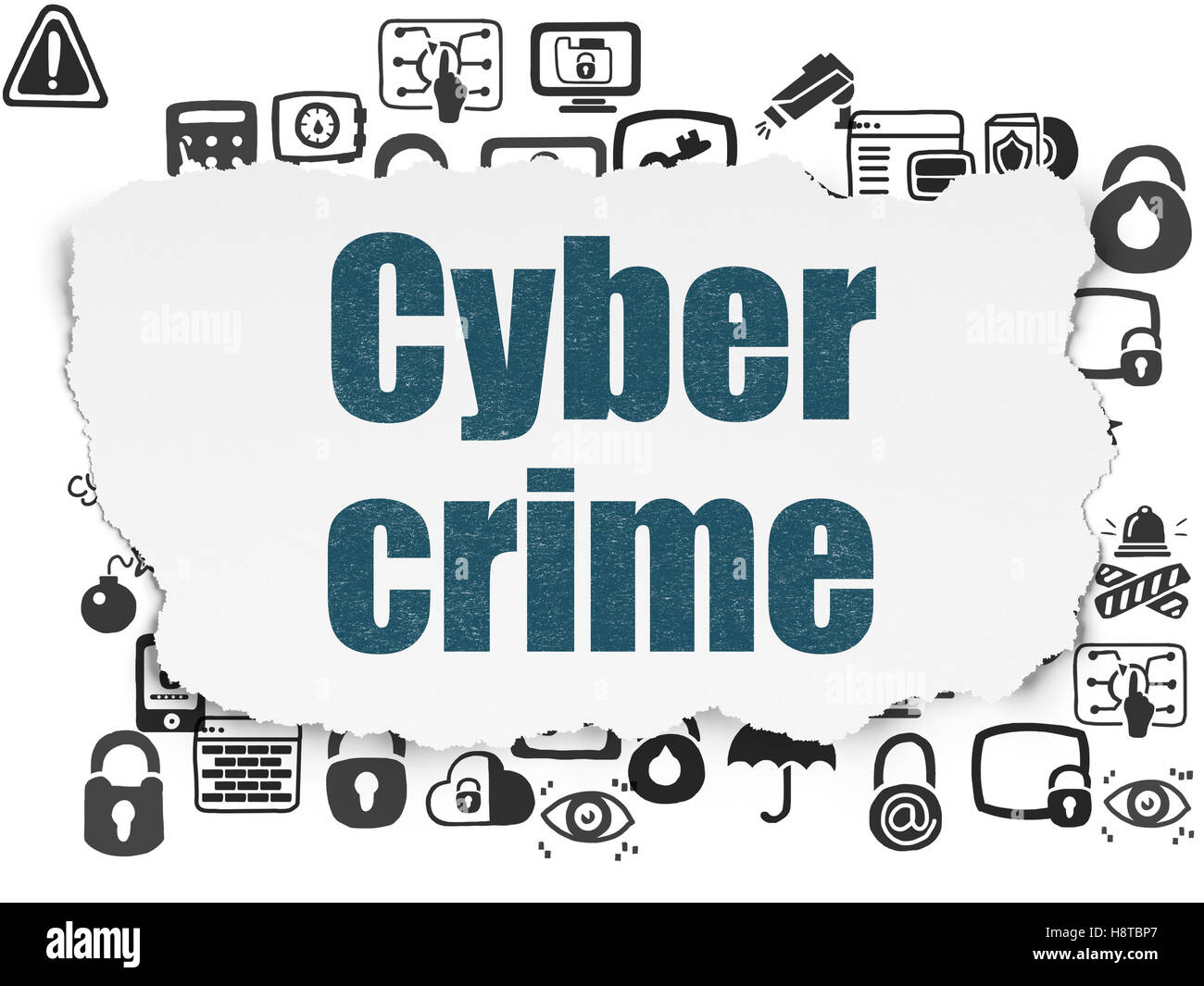 Protection concept: Cyber Crime on Torn Paper background Stock Photo ...