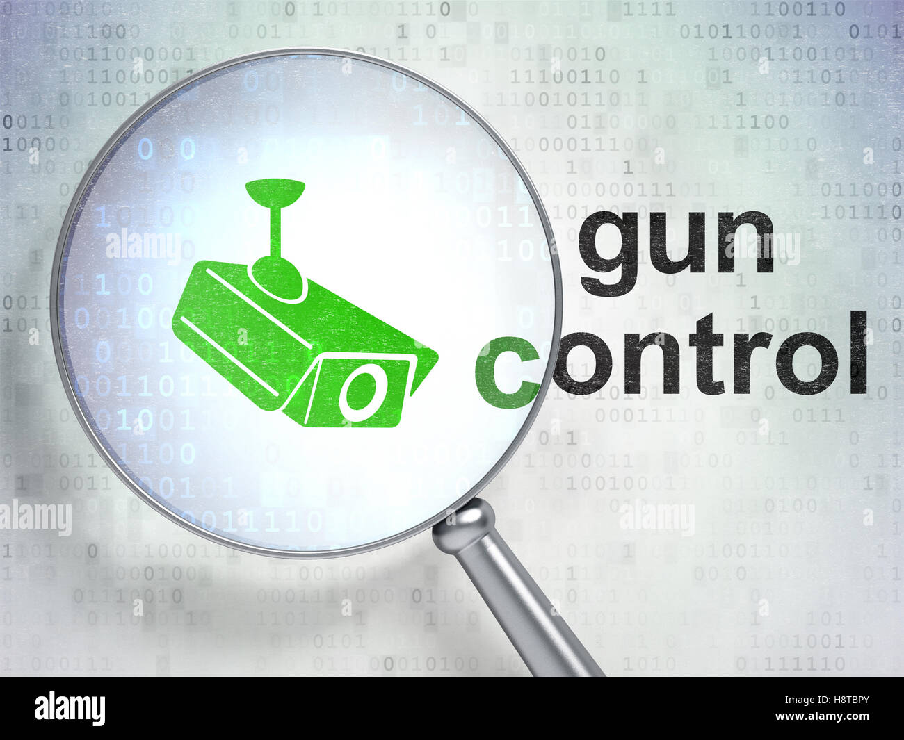 Security concept: Cctv Camera and Gun Control with optical glass Stock ...