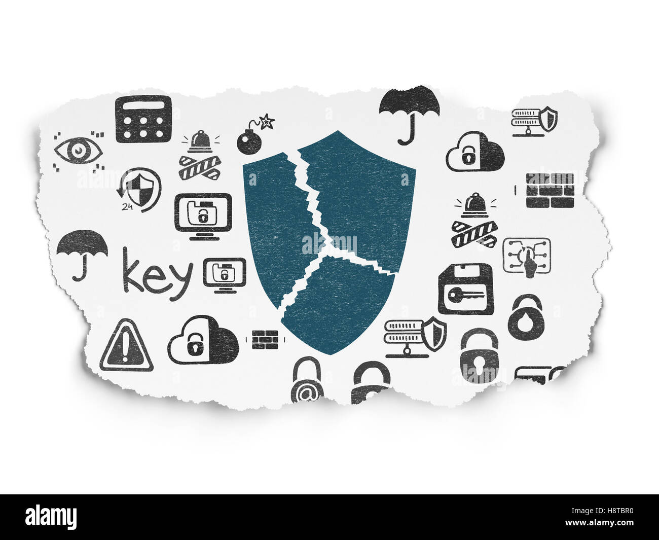 Doodle security shield protection Cut Out Stock Images & Pictures - Alamy
