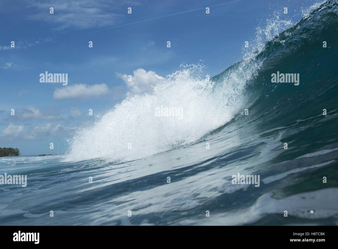 Wave forming a tube in shallow water Stock Photo - Alamy