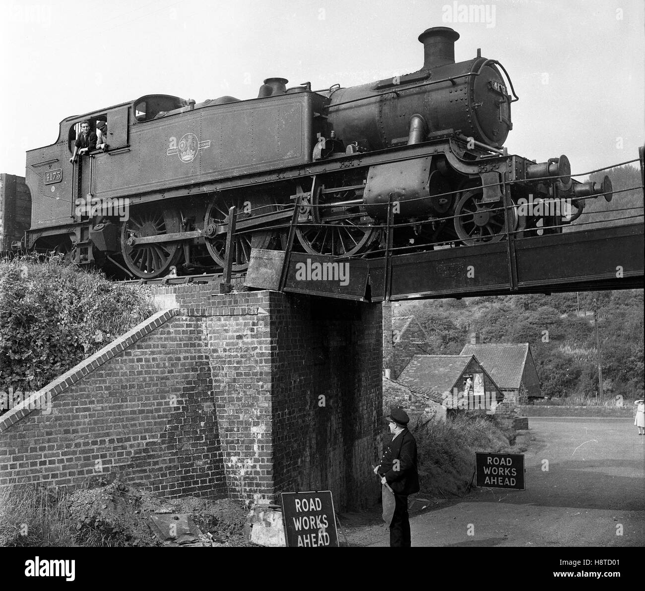 Cast iron railway bridge fractured with Steam locomotive crossing at ...