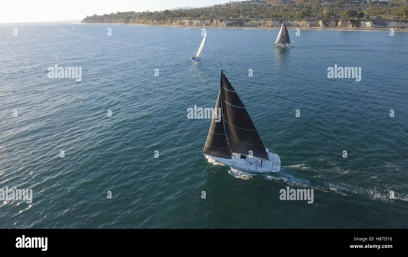 Aerial view yacht sailing hi-res stock photography and images - Alamy